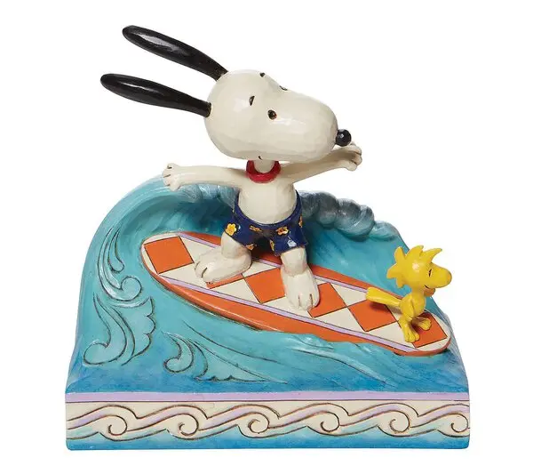JIM SHORE Enesco Peanuts Jspea Snoopy & Woo Dstock Surf