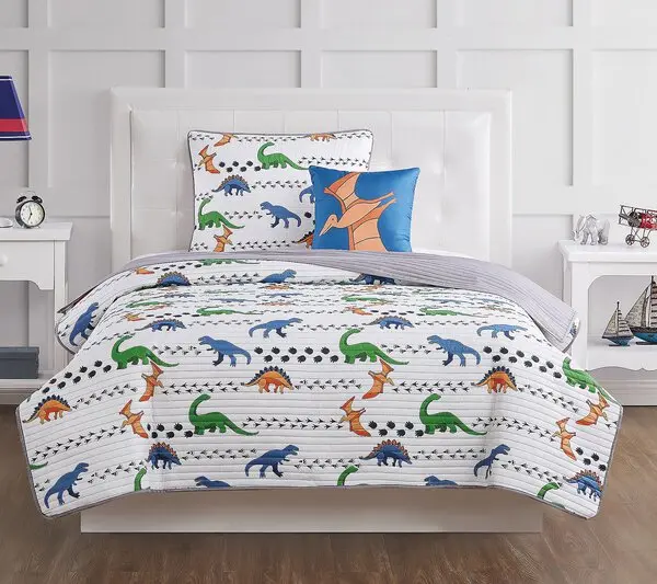 MY WORLD Dino Tracks Full 4-piece Quilt Set