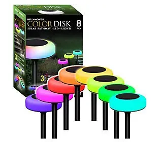 BELL & HOWELL Bell + Howell Solar Powered Color Changing Disk Lights 8 Pack