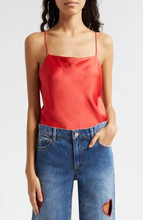 Alice + Olivia Harmony Satin Camisole - Bright Poppy