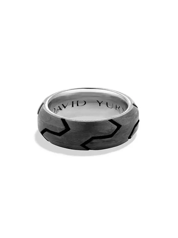 David Yurman Forged Carbon Beveled Band Ring - Black | Editorialist