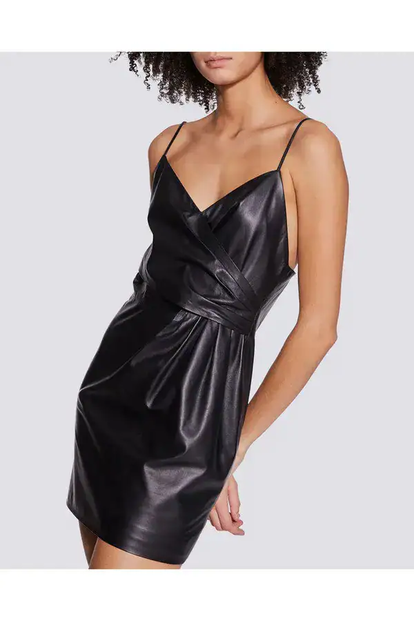 Iro Paris Zeta Thin Straps Leather Mini Dress In Black - 70% Off |  Editorialist