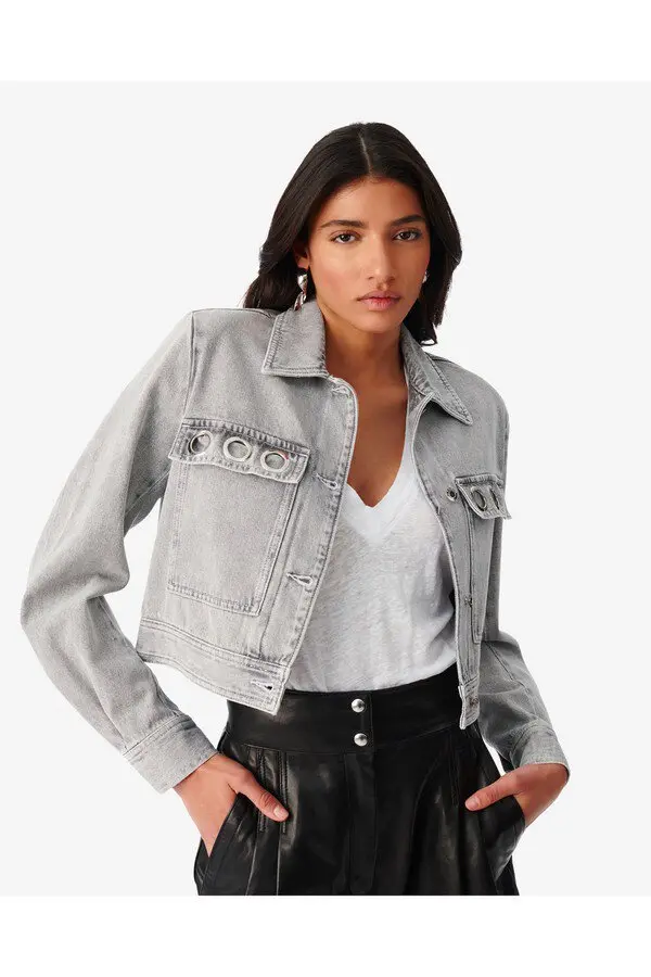 Iro Paris Comisi Cropped Denim Jacket In Gray - 20% Off | Editorialist