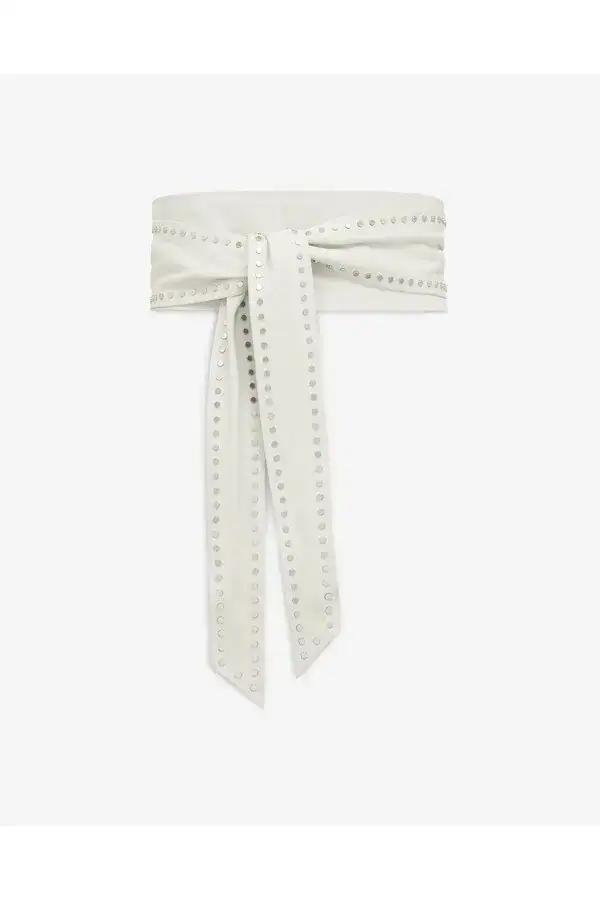 IRO White Studded Leather Belt Iro Paris Goya Belt In Ecru - 36% Off | Editorialist main image 2