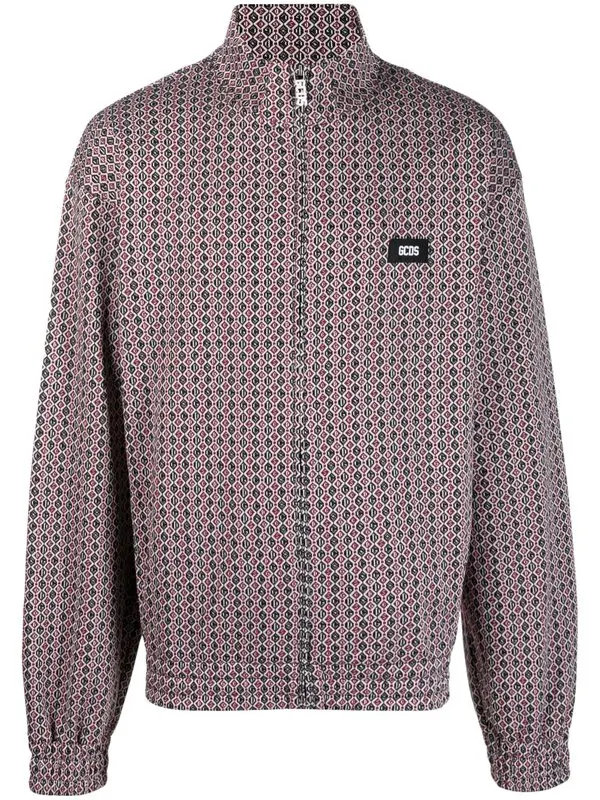 Gcds Micro-logo Jacquard Zip-up Cardigan