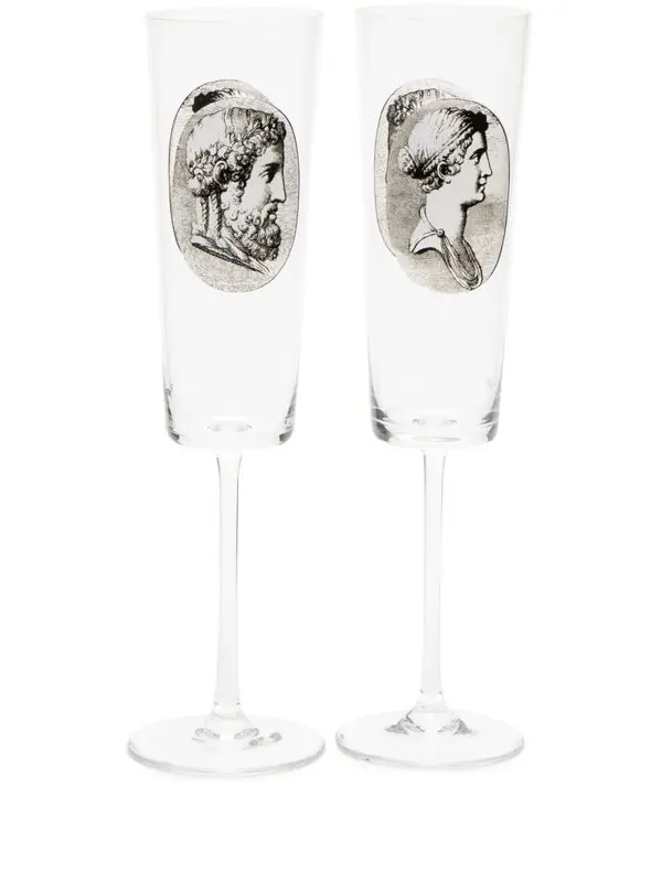 FORNASETTI Cammei Flute Glasses