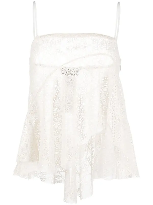 Dsquared2 Broderie-anglaise Draped Strapless Top
