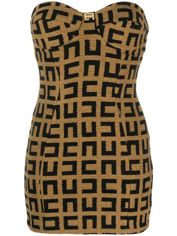 Elisabetta Franchi Monogram-Pattern Strapless Dress In Black - 42% Off |  Editorialist