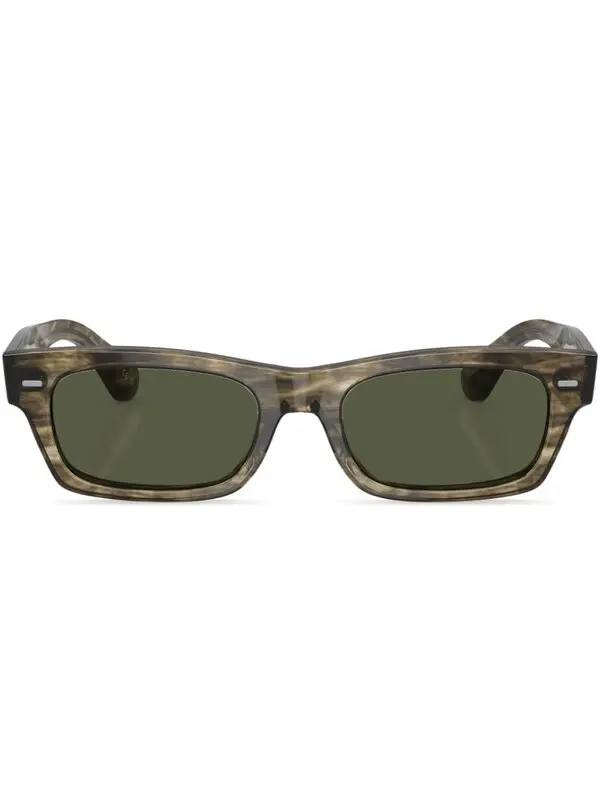 Oliver Spencer Davri Rectangle-frame Sunglasses - Green