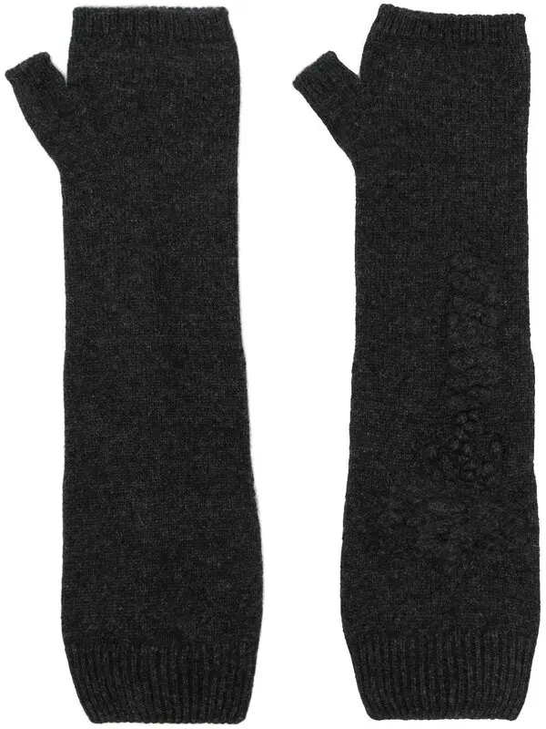 BARRIE Cashmere Fingerless Mittens - Grey