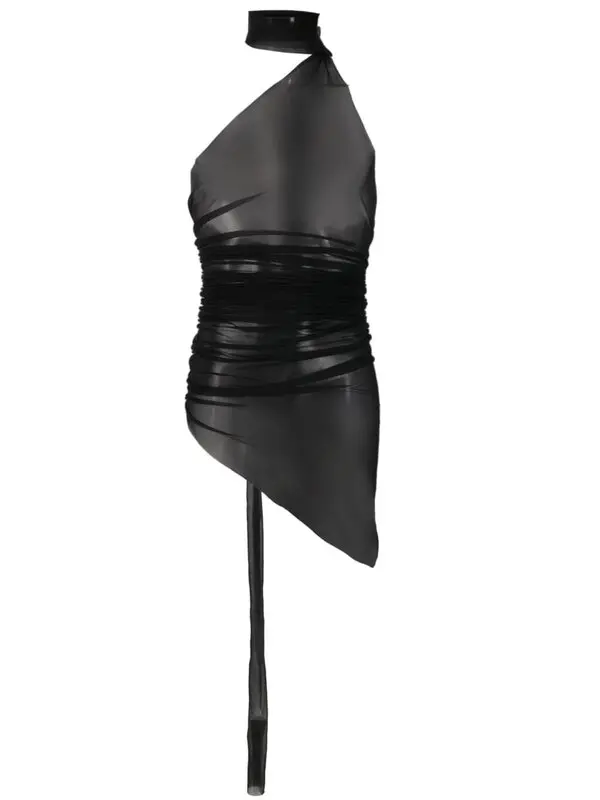 LUDOVIC DE SAINT SERNIN Sheer Asymmetric Halterneck Top