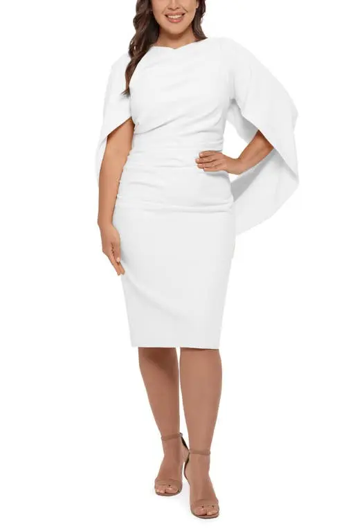Betsy & Adam Drape Back Cocktail Dress - White