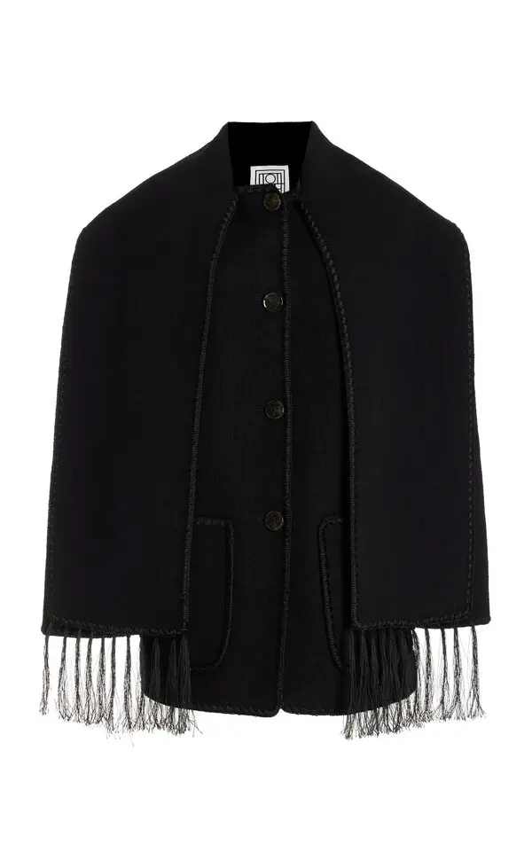 TOTÊME Embroidered Wool-blend Scarf Jacket - Black