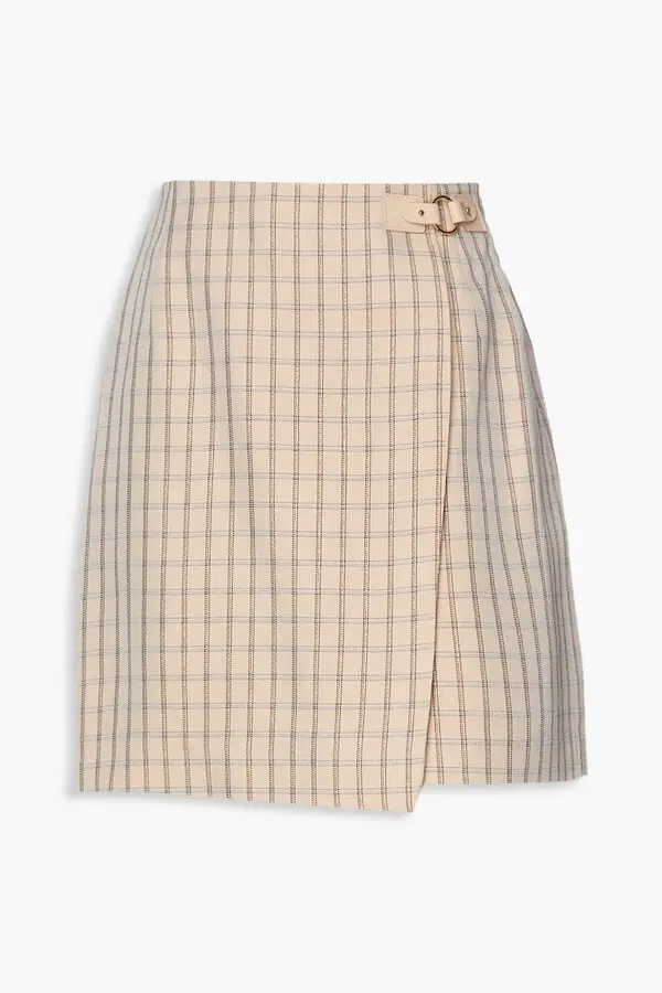 Sandro Checked Twill Mini Wrap Skirt