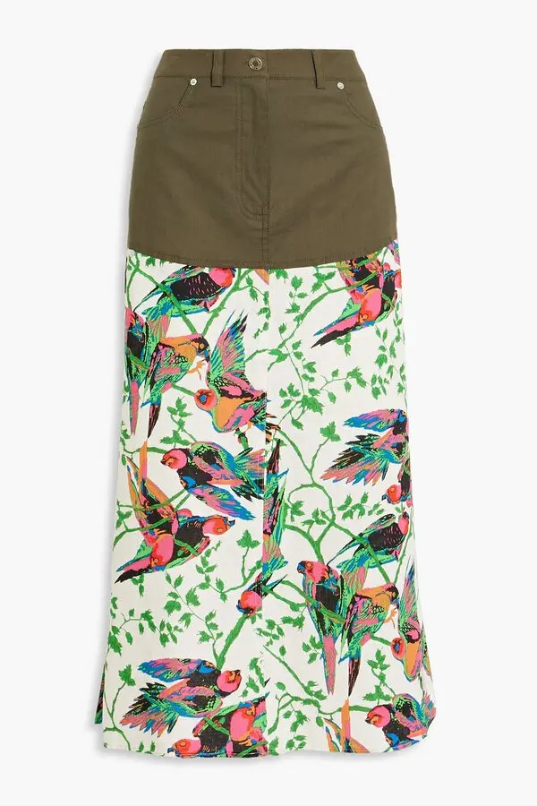 Derek Lam 10 Crosby Ingrid Printed Linen-blend Gauze Midi Skirt