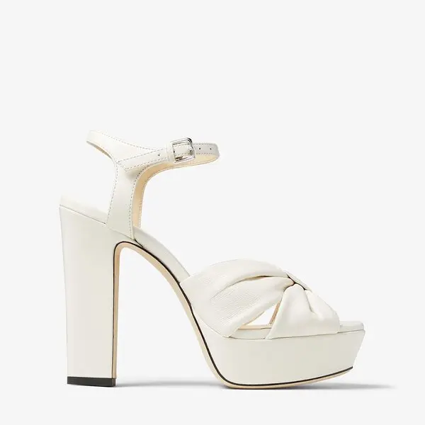 JIMMY CHOO Heloise 120 Nappa Leather Platform Sandals - Neutral