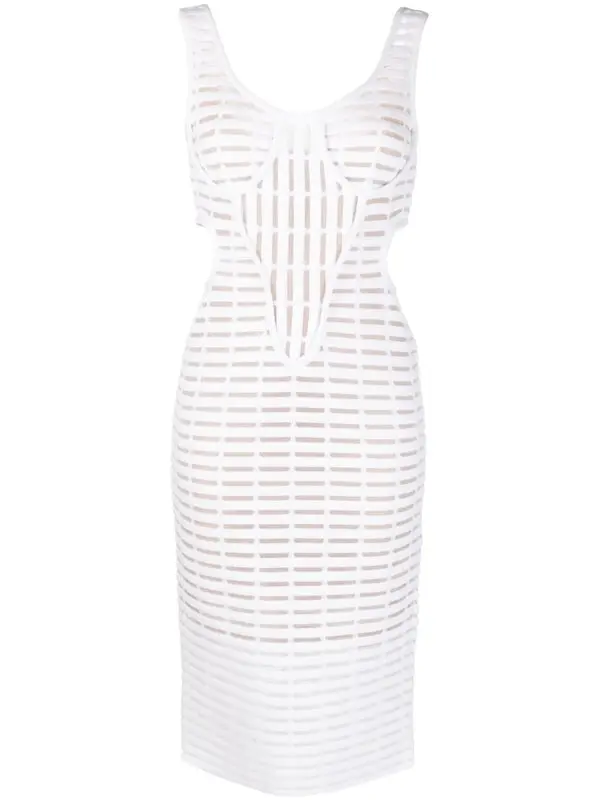 GENNY Cut-out Corded Midi Dress - White