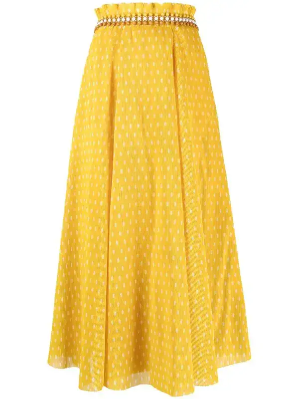 Yellow Polka Dot Flare Skirt Zimmermann Polka Dot Pleated Midi