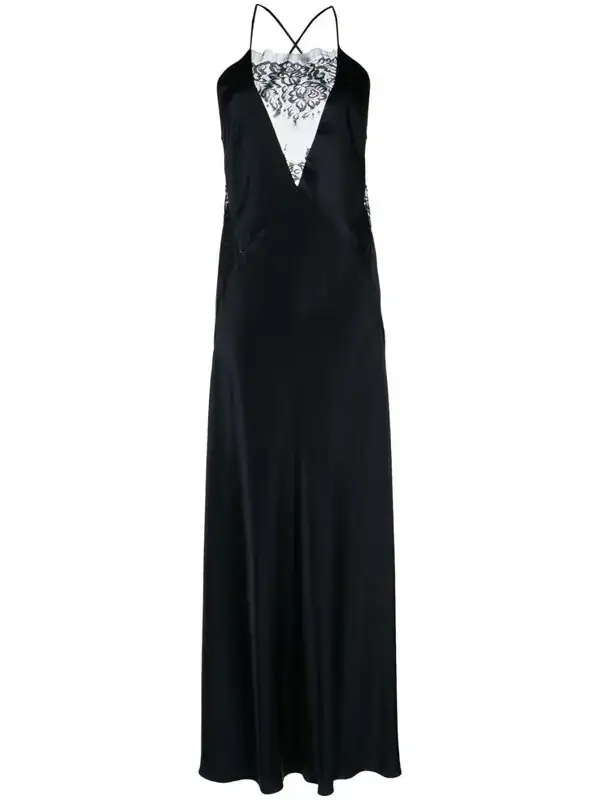 Lace-inset Gown - Black