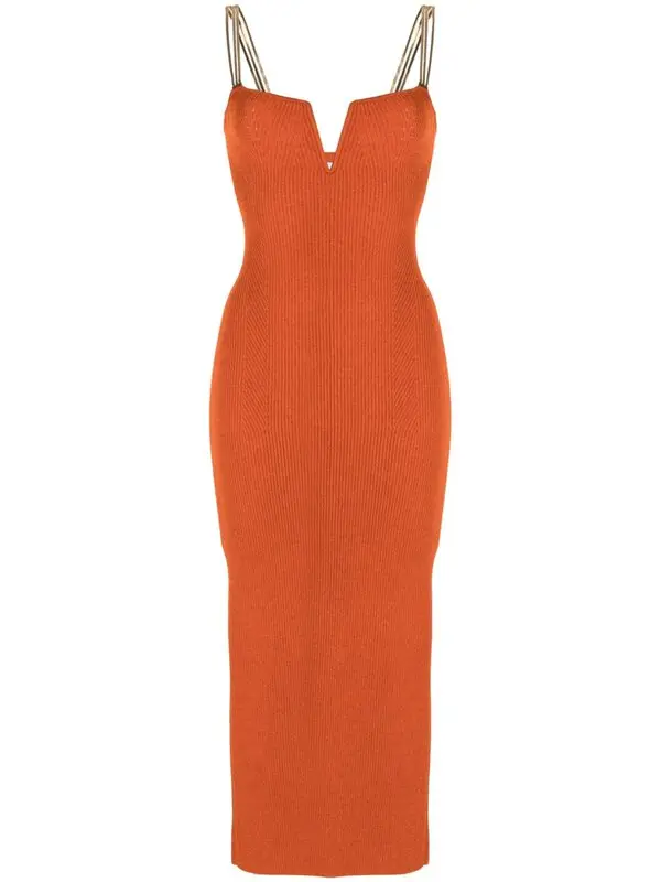 open lace back dress Orange Long Sleeve Crew Neck Mini Dress main image 0