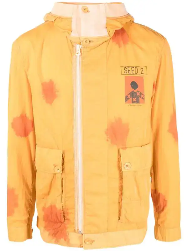 C.P. Company Seed 2 Print Hooded Jacket In Orange - 50% Off