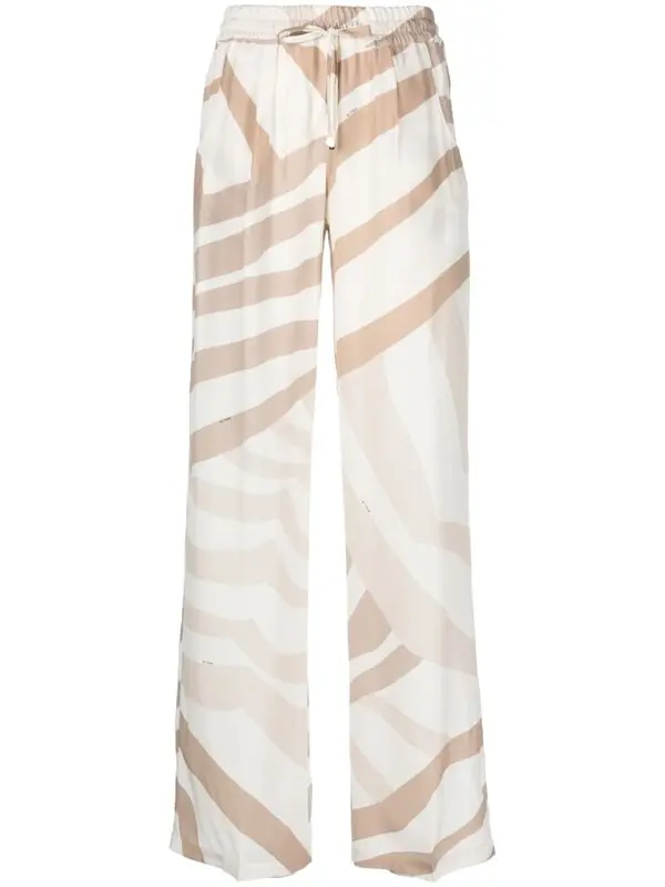 Kiton Abstract-print Silk Trousers
