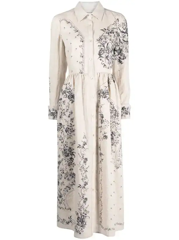 Erdem Cora Linen Midi Dress - Grey | Editorialist