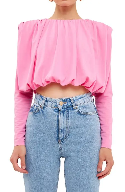 GREY LAB Shoulder Pad Pleat Crop Blouse