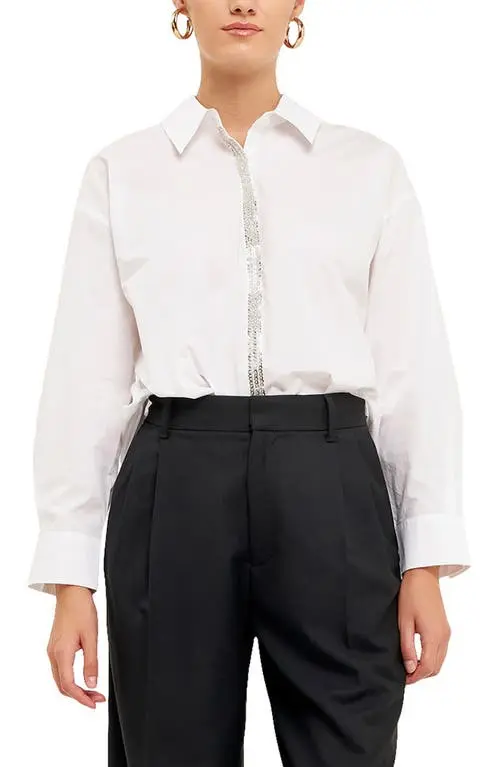 Endless Rose Sequins & Beads Poplin Shirt