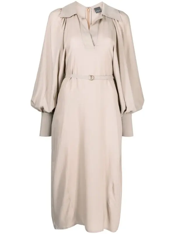 Lorena Antoniazzi Spread-collar Belted Midi Dress