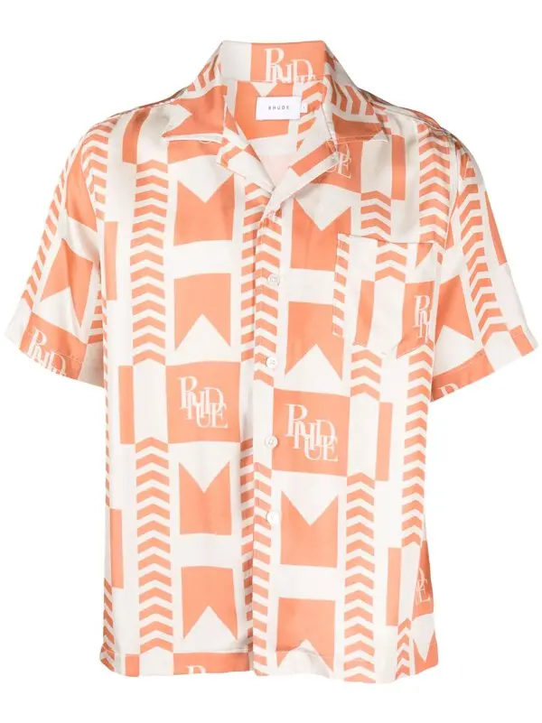 Rhude Geometric-print Linen Shirt