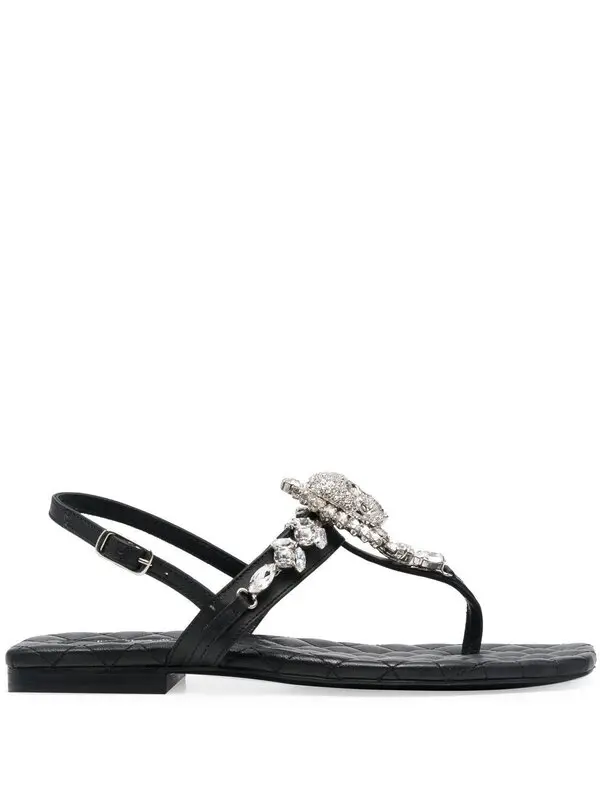 Philipp Plein Crystal-skull Leather Sandals - Black