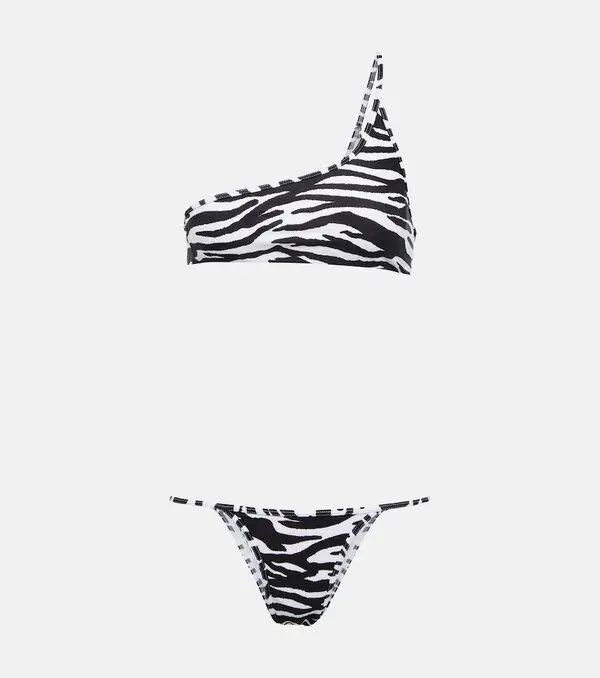 Attico Printed One-shoulder Bikini