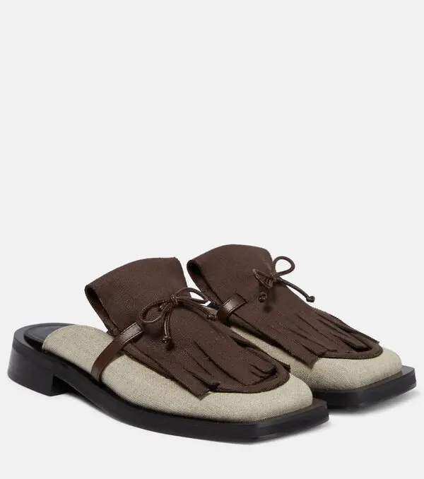 GIA BORGHINI Gia/rhw Rosie 40 Linen Slippers - Black
