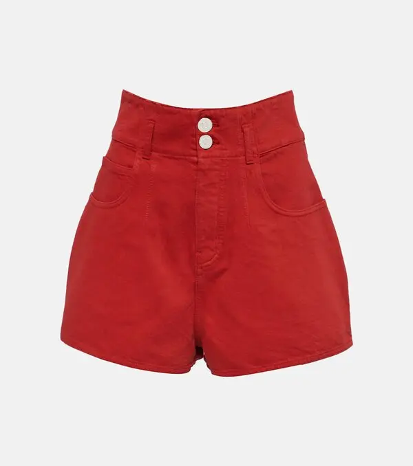 Alaïa High-rise Cotton Shorts - Red