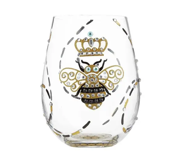 ENESCO Lolita Queen Bee Stemless Wine Glass