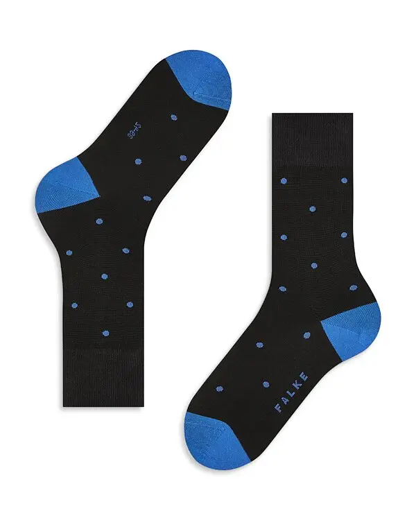 Falke Mercerized Cotton & Nylon Dot Dress Socks - Black-mix