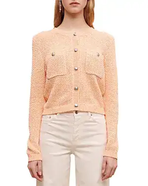 Maje Marguette Knit Cardigan Sweater In Orange 40% Off