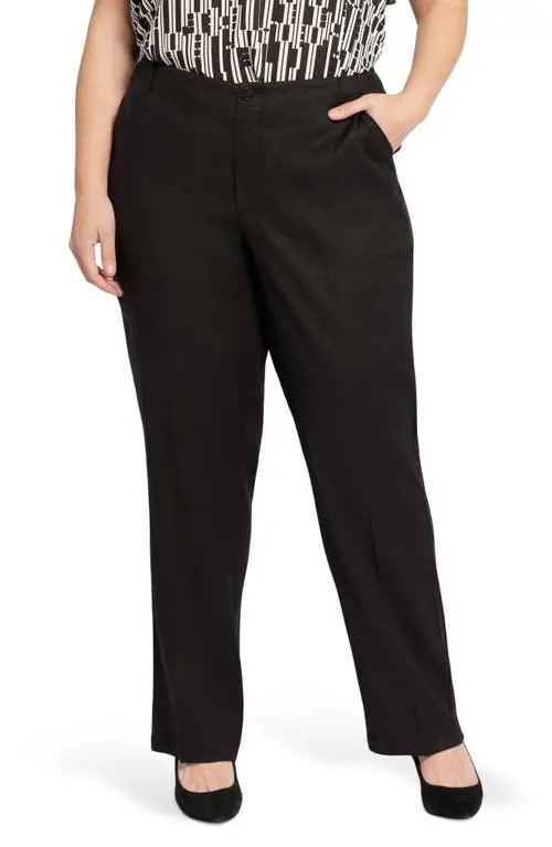 NYDJ Marilyn Straight Leg Linen Blend Trousers - Black