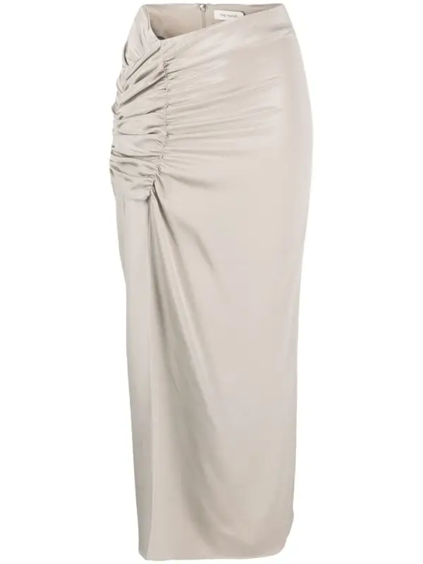 THE MANNEI Asymmetric-design Maxi Skirt - Neutrals
