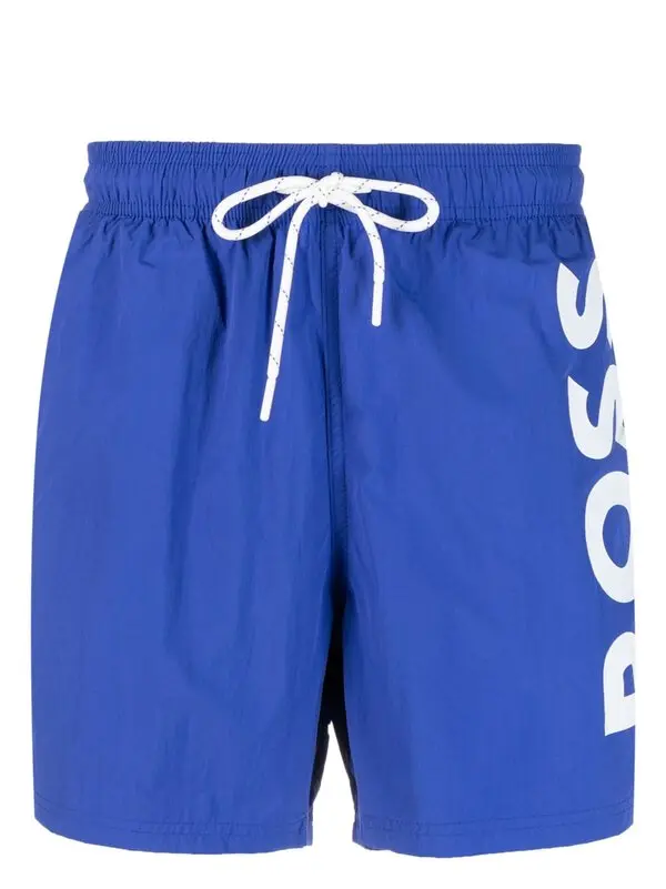 Hugo Boss Octopus Logo-print Swim Shorts - Blue