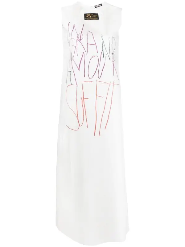 Raf Simons Graphic-Print A-Line Dress In Grey - 11% Off | Editorialist