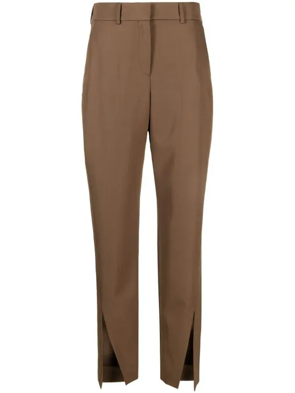 Balmain Slit-detail Wool Trousers - Brown