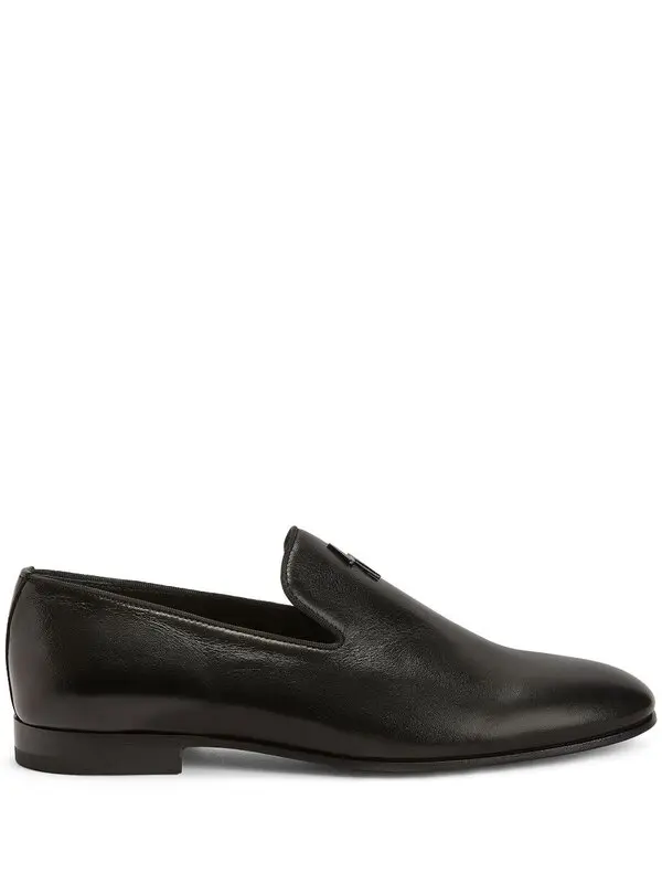 GIUSEPPE ZANOTTI Leather Slip-on Loafers - Black
