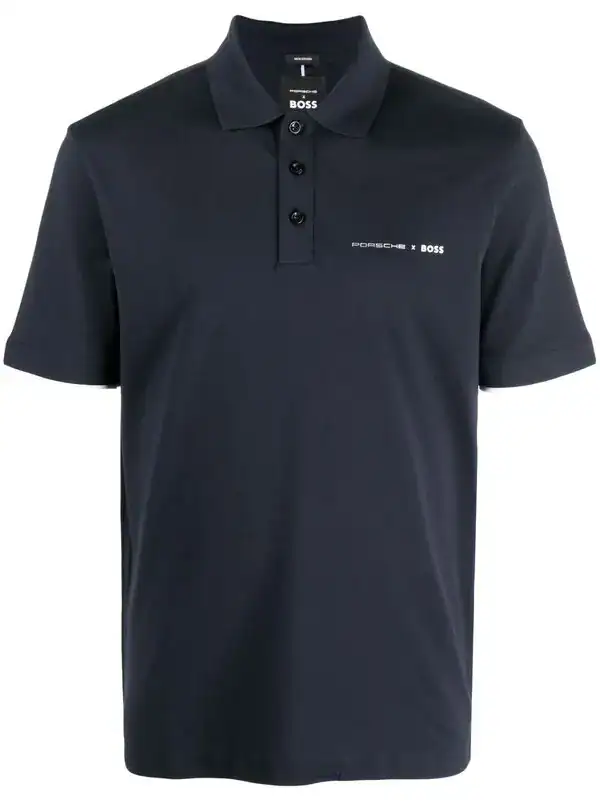 Boss X Porsche Logo-Print Polo Shirt In Blue - 42% Off | Editorialist