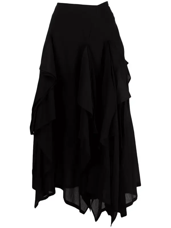 Yohji Yamamoto Asymmetric Tiered Midi Skirt
