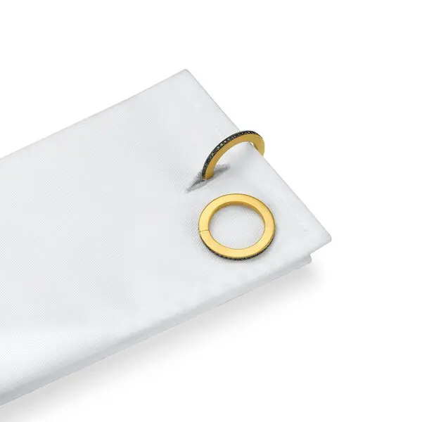 CADAR Yellow Gold Cufflinks With Black Diamonds