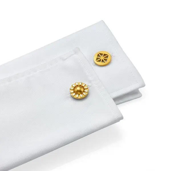 CADAR Yellow Gold Cufflinks With White Diamonds
