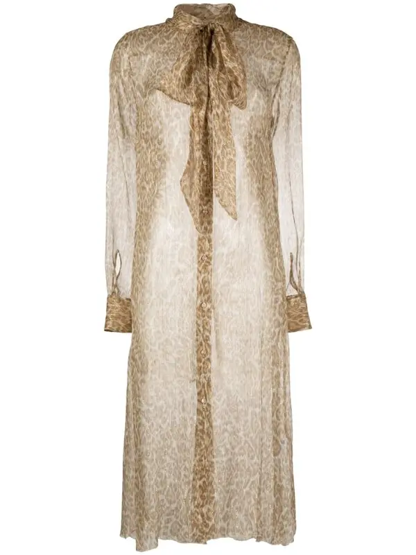 Ermanno Scervino Sheer Leopard Print Midi Dress