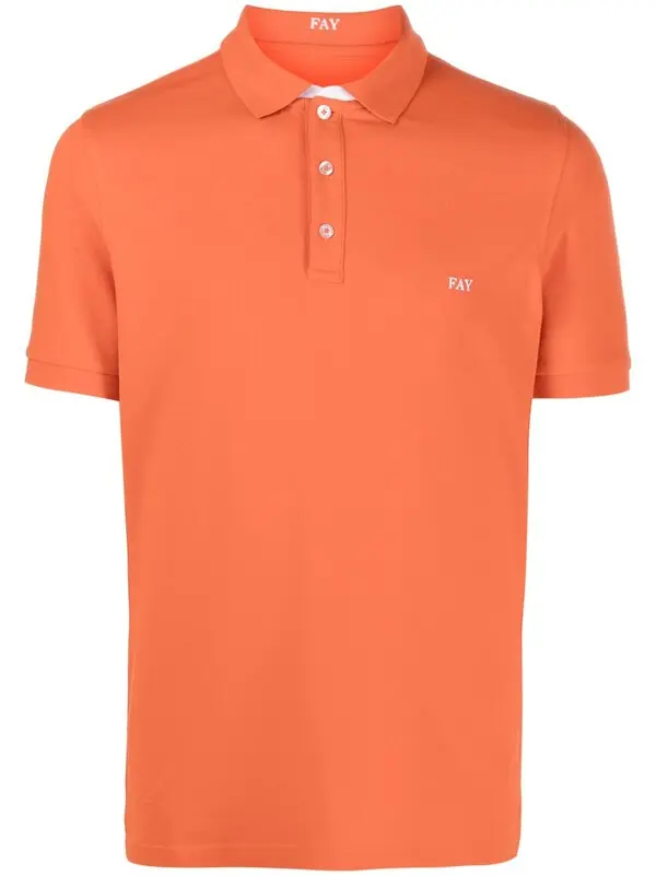 FAY Logo-embroidered Polo Shirt - Orange